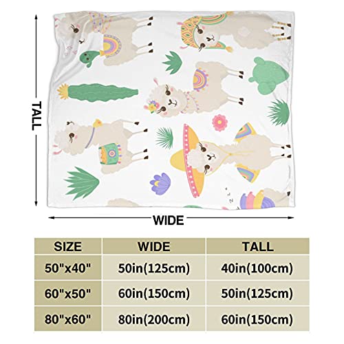 Gadimen Llama Throw Blanket, Super Soft Lightweight Flannel Fleece Blankets for Bed Couch Sofa, All Season Warm Cozy Fuzzy Plush Microfiber Blanket for Hot Sleepers 50x40 inches
