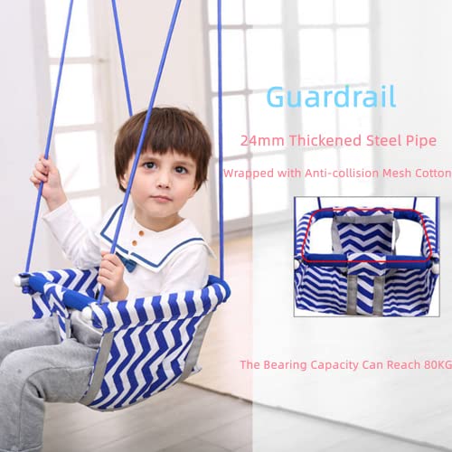 Toddler Baby Swing Seat with Heavy Duty Rope Play Secure Kids Swing Set, Secure Soft Canvas with Seat Belt for 6Months-14Years Old