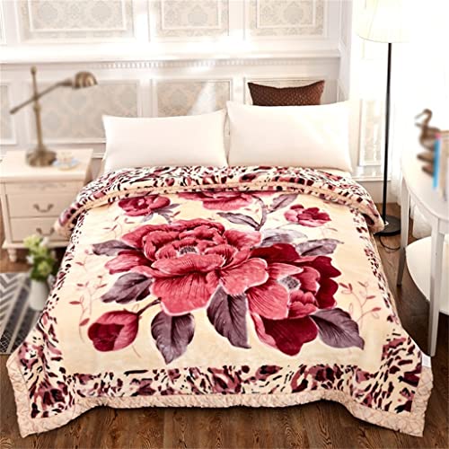 YLLWH Blooming Flowers Printed Fleece Sheet Blanket Sofa Cover Blanket Soft Warm Thick Bedspread Rugs Vintage (Color : D, Size : 180X220cm)