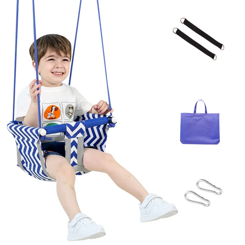 Toddler Baby Swing Seat with Heavy Duty Rope Play Secure Kids Swing Set, Secure Soft Canvas with Seat Belt for 6Months-14Years Old