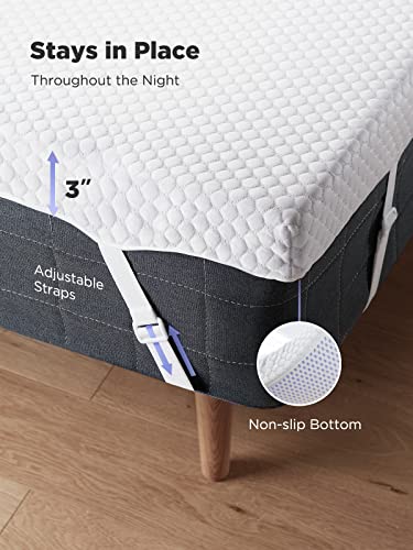 PERLECARE 3 Inch Gel Memory Foam Mattress Topper for Pressure Relief, Premium Soft Mattress Topper for Cooling Sleep, Non-Slip Design with Removable & Washable Cover, CertiPUR-US Certified - Queen