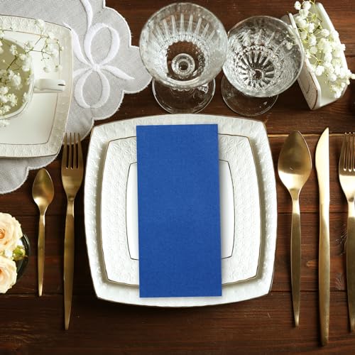 100 Pack Navy Blue Napkins Disposable Linen Feel Guest Towels, Cloth Like Dinner Napkins Absorbent Paper Napkins Disposable Hand Towels for Bathroom, Dinner, Wedding, Party, Events