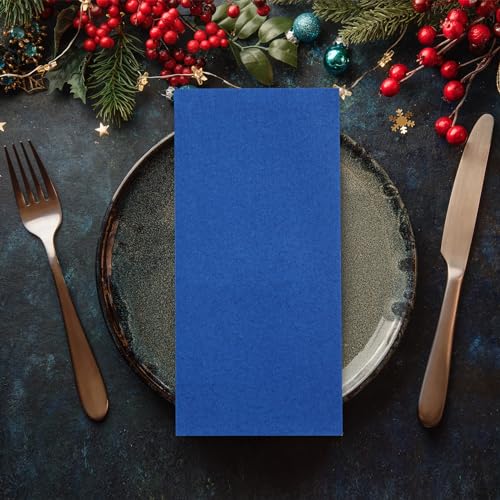100 Pack Navy Blue Napkins Disposable Linen Feel Guest Towels, Cloth Like Dinner Napkins Absorbent Paper Napkins Disposable Hand Towels for Bathroom, Dinner, Wedding, Party, Events