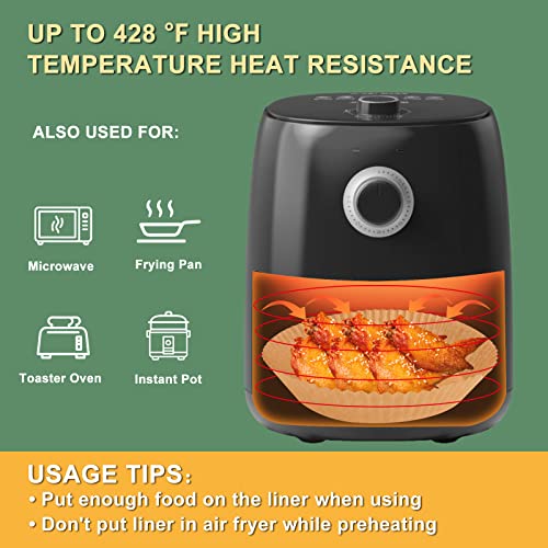 Air Fryer Paper Liner, Unbleached Oven Insert Parchment Paper, Disposable Non-stick Baking Paper for Frying, Baking, Roasting & Grilling (100Pcs-6.3")