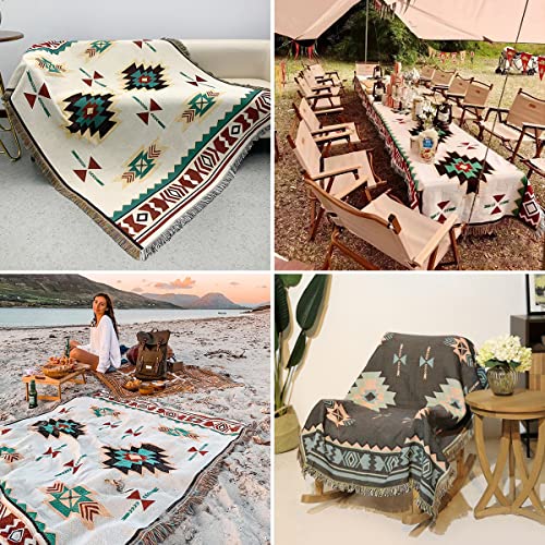 Hopstar Aztec Throw Blanket Navajo Indian Blankets and Throws Boho Western Decor Couch Cover Blanket for Bed Sofa Living Room Beach Travel 51"x63"