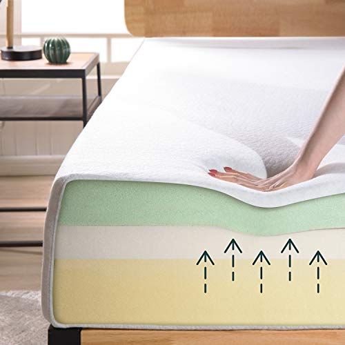 Zinus Trisha 7 Inch Platforma Bed Frame with Headboard/Mattress Foundation/Box Spring Optional/Wood Slat Support, Queen & Ultima 10"; Comfort Memory Foam Mattress, Queen