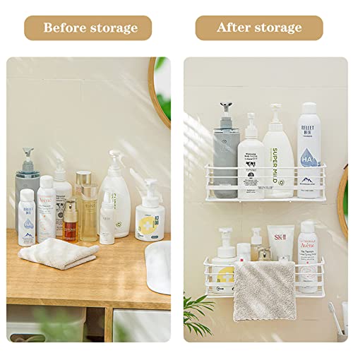 MINILIF Shower Caddy Basket Shelf,Caddy Organizer,Wall Mounted Bathroom Organizer,Antirust baking paint, No Drilling,Storage Rack for Bathroom Shower Kitchen (White)