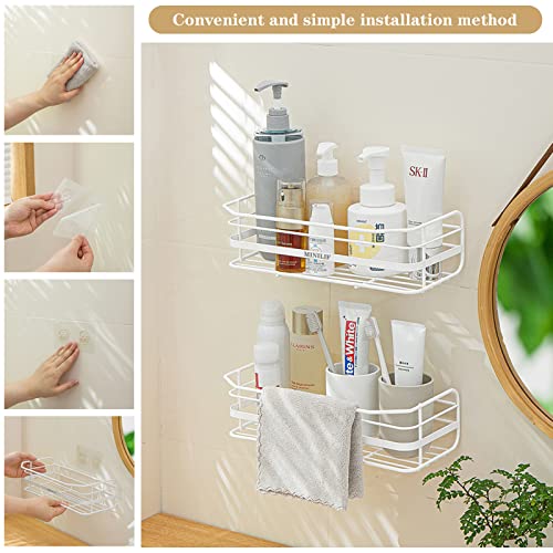 MINILIF Shower Caddy Basket Shelf,Caddy Organizer,Wall Mounted Bathroom Organizer,Antirust baking paint, No Drilling,Storage Rack for Bathroom Shower Kitchen (White)