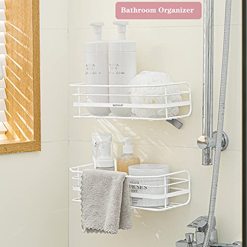 MINILIF Shower Caddy Basket Shelf,Caddy Organizer,Wall Mounted Bathroom Organizer,Antirust baking paint, No Drilling,Storage Rack for Bathroom Shower Kitchen (White)