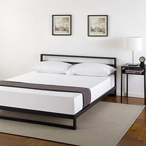 Zinus Trisha 7 Inch Platforma Bed Frame with Headboard/Mattress Foundation/Box Spring Optional/Wood Slat Support, Queen & Ultima 10"; Comfort Memory Foam Mattress, Queen