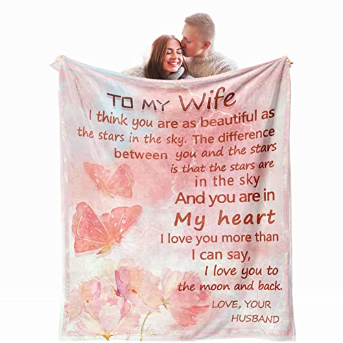 CHUSHYAR Mothers Day Birthday Gifts for Wife,Gifts for Wife for Her,Wife Gifts from Husband,Best Wife Gifts, Fuzzy& Soft Wife Throw Blanket 60" x 50"