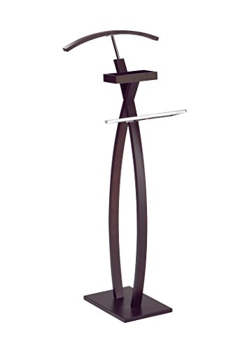 Kings Brand Furniture - Modern Curved Chrome/Walnut Finish Suit Rack Valet Stand