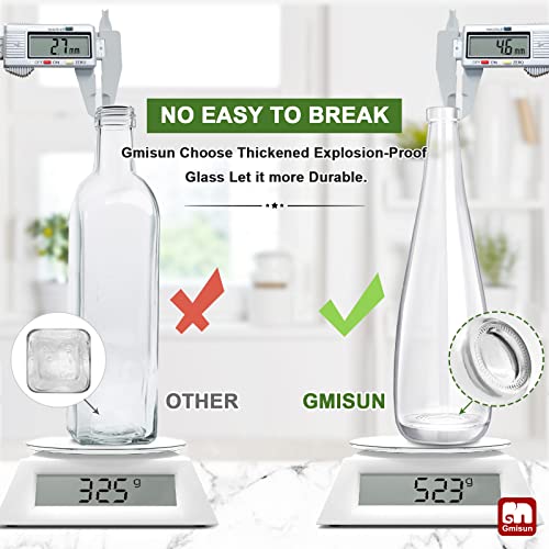 GMISUN Oil and Vinegar Dispenser Set, Olive Oil Dispenser Bottle for Kitchen, Cooking Oil Container Cruet Set, Clear Glass Bottles Vegetable Oil Dispenser with Label, Decorative (2 Pack, 17oz)