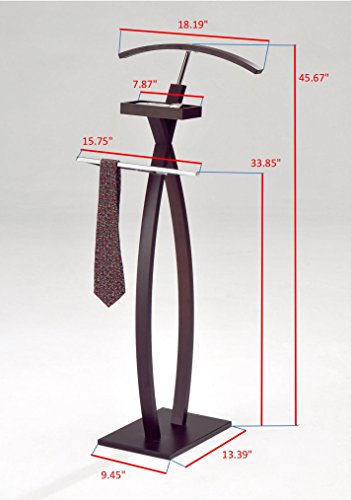 Kings Brand Furniture - Modern Curved Chrome/Walnut Finish Suit Rack Valet Stand