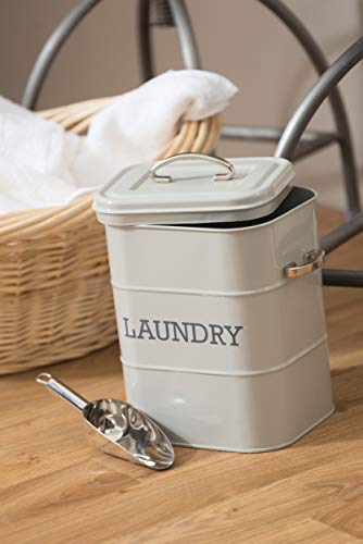 KitchenCraft Living Nostalgia LNLAUNDRYCRE 3 kg Metal Laundry Powder Tin, 19 x 16 x 27 cm - Antique Cream