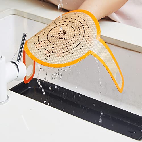 2PCs GUY DREAM Silicone Baking Mat for Dutch Oven - Non-stick Bread Sling - 8.3 Inch Reusable Bread Baking Mat – Silicone Dutch Oven Liner with Long Handles & 1 Set of Silicone Brush & Spatula