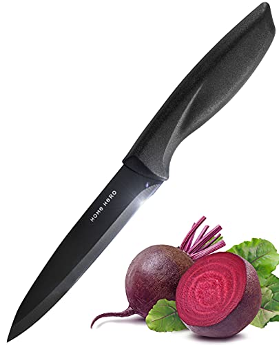 Home Hero Kitchen Knife Set with Sheath, Steak Knife Set & Kitchen Utility Knives - Ultra-Sharp High Carbon Stainless Steel Knives with Ergonomic Handles (1 Pc Set, Black)