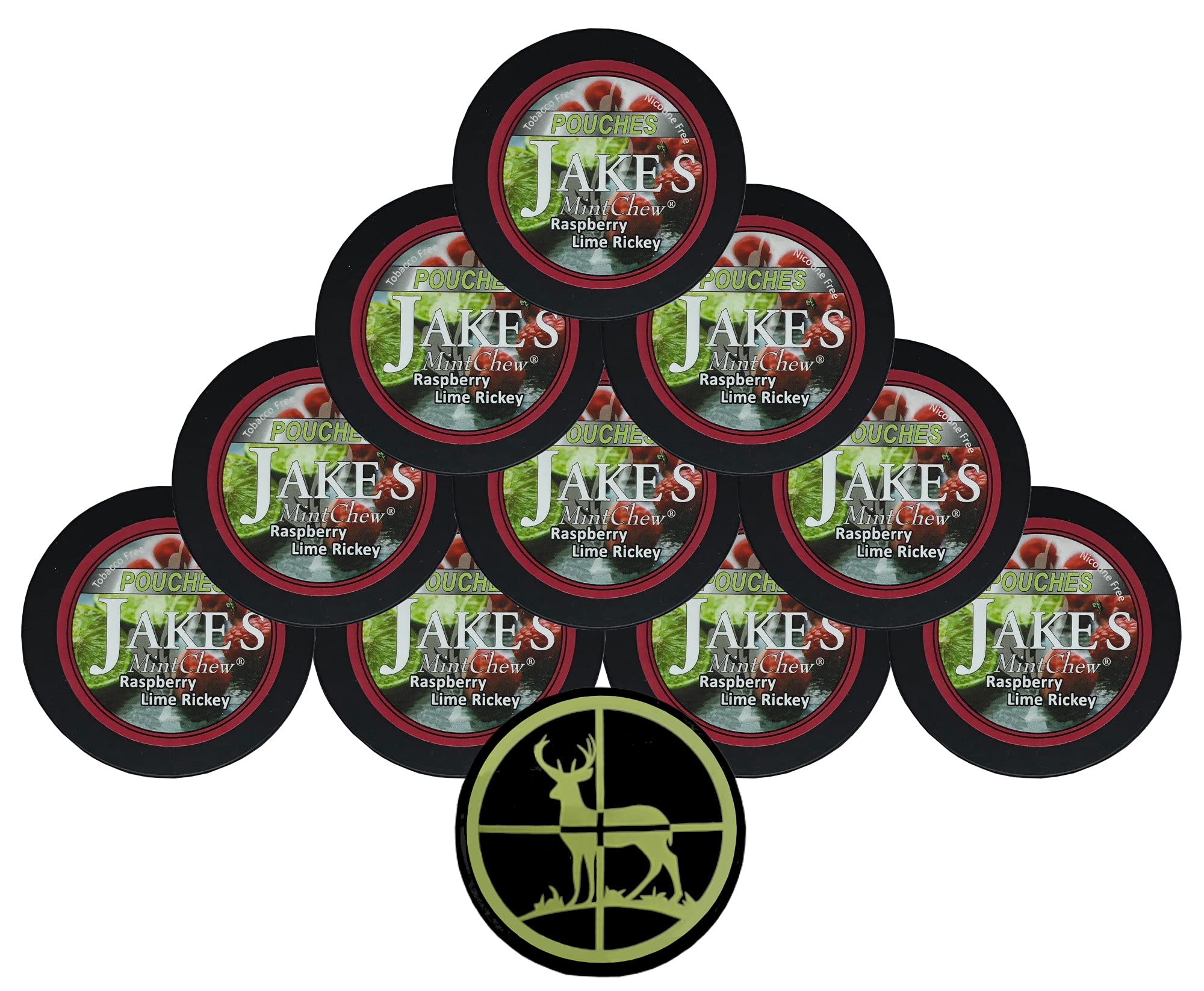 DC Crafts Nation Skin Can Cover Deer with 10 Cans Jake's Mint Chew Raspberry Lime Rickey Pouches