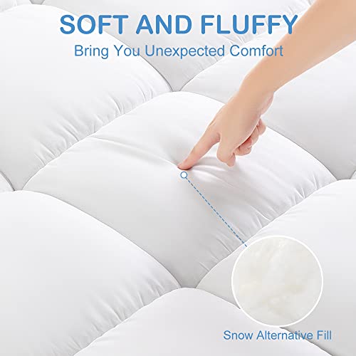 LIANLAM Mattress Topper for Back Pain Relief, Soft Mattress Protector Cover with 8"-21" Deep Pocket (White, King)