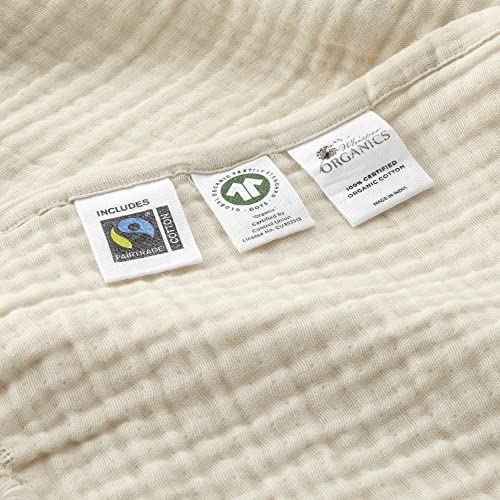 Whisper Organics, 100% Organic Muslin Cotton Throw Blanket β GOTS & Fairtrade Certified Organic β 4 Layers Breathable Lightweight Throw β All Season Pre-Washed Soft Cotton Blanket (Natural, 60x80)