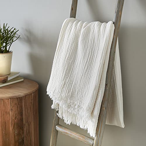 Whisper Organics, 100% Organic Muslin Cotton Throw Blanket β GOTS & Fairtrade Certified Organic β 4 Layers Breathable Lightweight Throw β All Season Pre-Washed Soft Cotton Blanket (Natural, 60x80)
