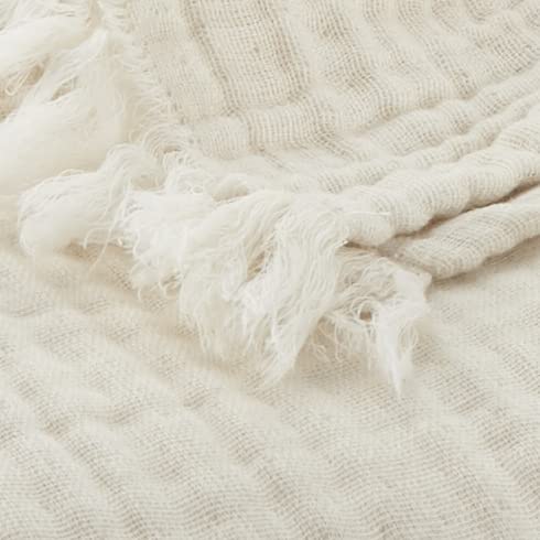 Whisper Organics, 100% Organic Muslin Cotton Throw Blanket β GOTS & Fairtrade Certified Organic β 4 Layers Breathable Lightweight Throw β All Season Pre-Washed Soft Cotton Blanket (Natural, 60x80)