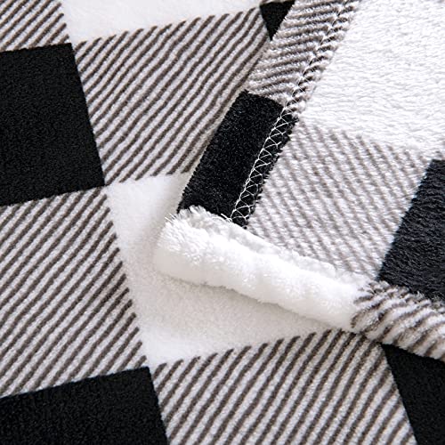 MIULEE Buffalo Plaid Fleece Throw Blanket for Sofa Couch Bed, Black and White Checkered Decor, Super Soft Lightweight Cozy Warm Fuzzy Geometric Microfiber Flannel Blanket for All Seasons, 50" X 60"