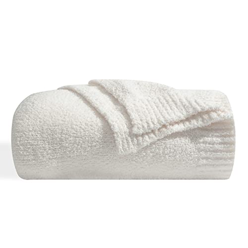 Bearberry Super Soft Knit Throw Blanket Lightweight Cozy Warm Fluffy Throw Blankets for Couch Bed Sofa (Cream, 50”x60”)