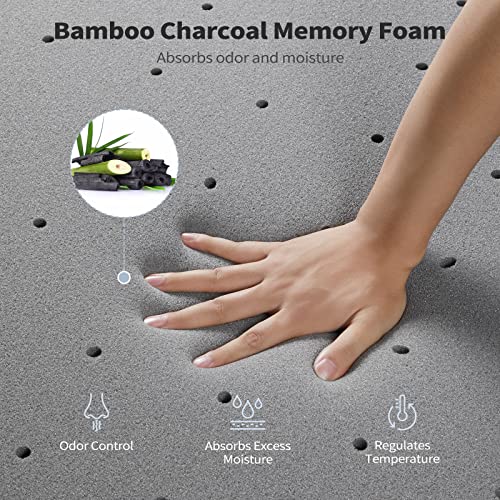 PERLECARE 3 Inch Mattress Topper Queen, Memory Foam Mattress Topper for Cooling Sleep, Bamboo Charcoal Infusion for Odor Absorption, CertiPUR-US Certified