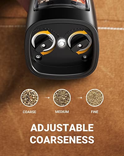 Sangcon 2 in 1 Electric Salt and Pepper Grinder Set, Battery Powered Salt and Pepper Mill, Automatic One-Handed Operation Refillable Grinder with Light, Adjustable Ceramic Grinders, Metallic Gunmetal