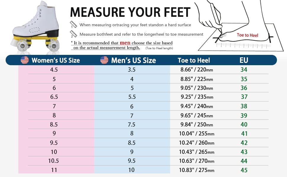 Ugboiu Roller Skates for Women and Men, Derby Roller Skates with 4 Shiny Wheel, Classic Double-Row Roller Skates for Indoor and Outdoor