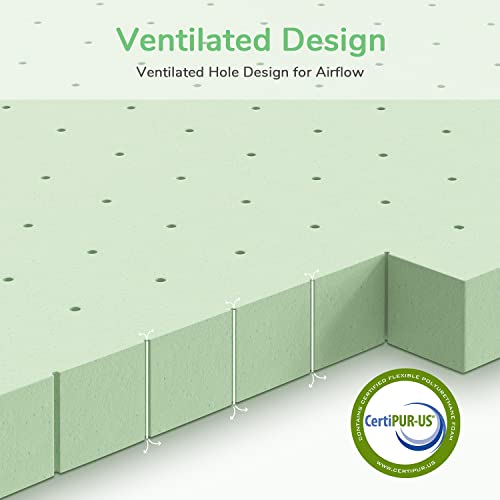 Novilla Mattress Topper Queen, High Density 4 Inch Memory Foam Mattress Topper with Gel Infusion for Pressure-Relieving & Cooling, Medium Soft Queen Mattress Topper, Airflow Design