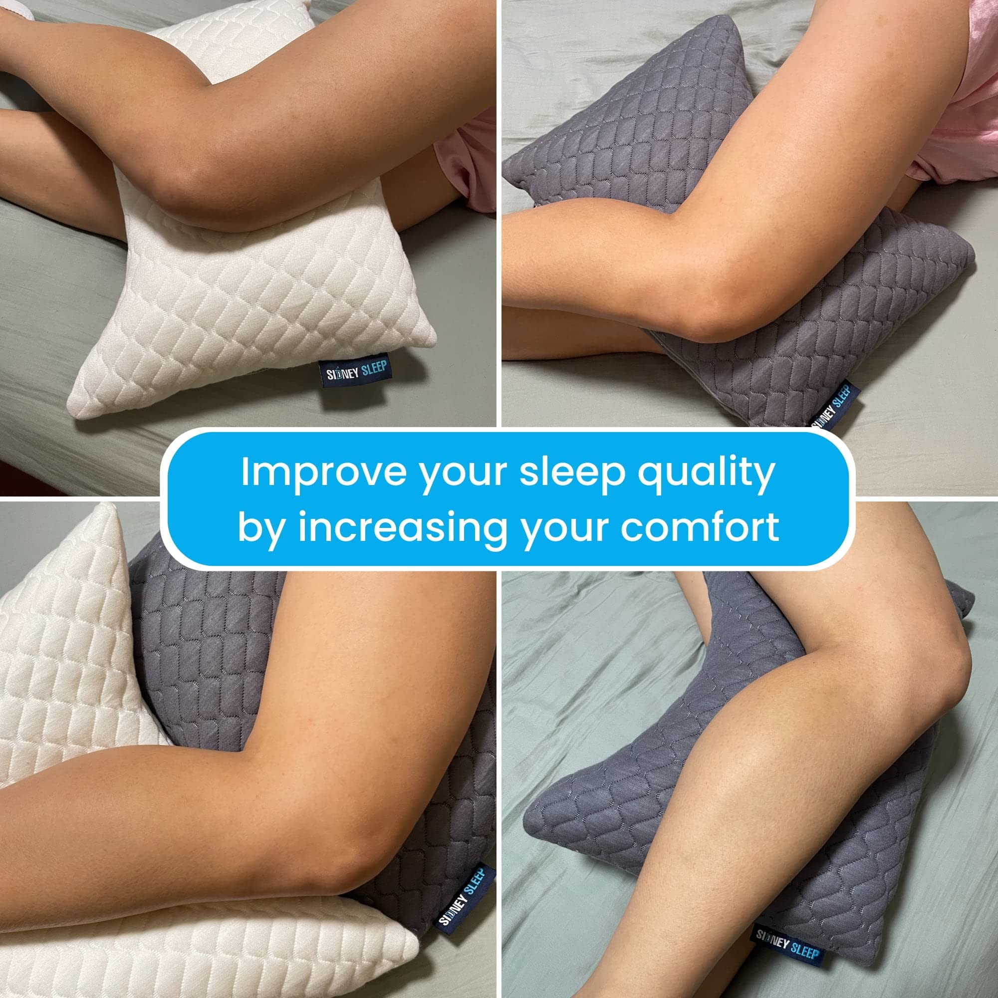 Sidney Sleep Mini Travel Size Neck Pillow - Knee Pillow - Back Lumbar Support - Curved Travel Pillow - 14 x 19 Inches - Adjustable Loft - Washable - Drawstring Backpack Included