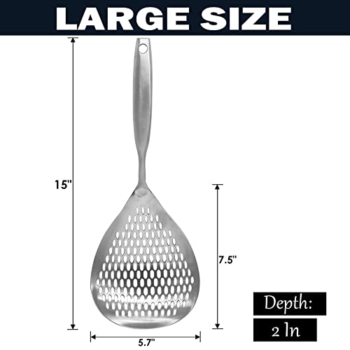 KAYCROWN Skimmer Slotted Spoon, 304 Stainless Steel Skimmer Ladle Skimmer Spoon Spider Strainer for Cooking and Frying, Pasta Strainer Spoon Frying Spoon Kitchen Cooking Colander Spoon