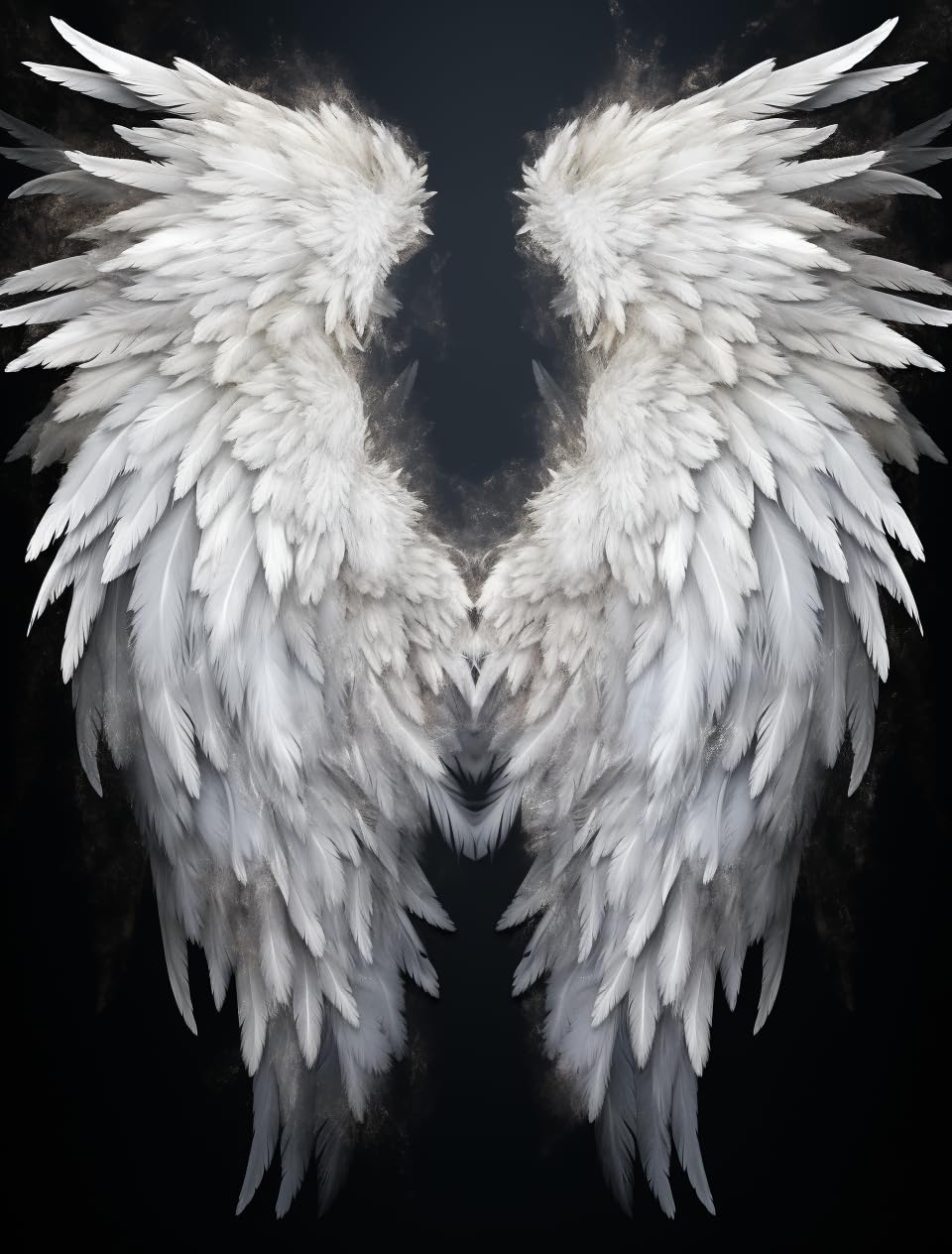 DIY 5D Diamond Art Painting Kits White Angel Wing Full Drill Round Diamond Art Paint by Number Kits for Beginner Crystal Cross Stitch for Wall Decoration(40x50cm)