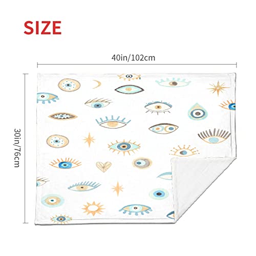 Todeyya Nazar Evil Eye Pattern Throw Blanket - Super Soft Flannel Fleece Blanket for Gifts, Plush Lightweight Fuzzy Cozy Blanket Microfiber for Couch Sofa Bed All Season XS 40"x30" for Pets