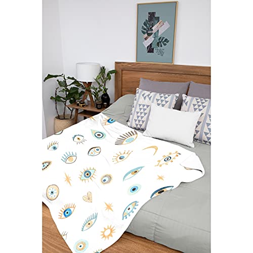 Todeyya Nazar Evil Eye Pattern Throw Blanket - Super Soft Flannel Fleece Blanket for Gifts, Plush Lightweight Fuzzy Cozy Blanket Microfiber for Couch Sofa Bed All Season XS 40"x30" for Pets
