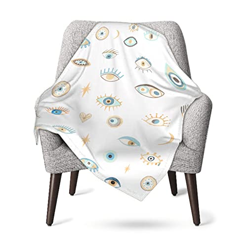 Todeyya Nazar Evil Eye Pattern Throw Blanket - Super Soft Flannel Fleece Blanket for Gifts, Plush Lightweight Fuzzy Cozy Blanket Microfiber for Couch Sofa Bed All Season XS 40"x30" for Pets