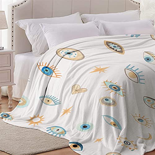 Todeyya Nazar Evil Eye Pattern Throw Blanket - Super Soft Flannel Fleece Blanket for Gifts, Plush Lightweight Fuzzy Cozy Blanket Microfiber for Couch Sofa Bed All Season XS 40"x30" for Pets