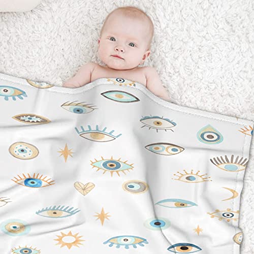 Todeyya Nazar Evil Eye Pattern Throw Blanket - Super Soft Flannel Fleece Blanket for Gifts, Plush Lightweight Fuzzy Cozy Blanket Microfiber for Couch Sofa Bed All Season XS 40"x30" for Pets