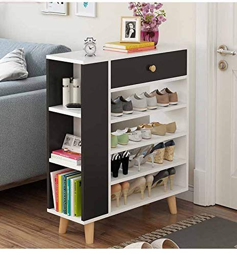 TFIIEXFL Shoe Cabinet Colorful Matching Cabinet Corner Multi-Layer Solid Wood Legs Small Shoe Cabinet Shoe Rack Large Capacity Living Room Rack (Color : D)