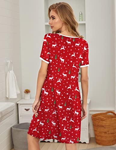 Ekouaer Womens Nightgowns Oversized Nightshirts Women Night Shirts Sleep Gowns Sleepwear Christmas S