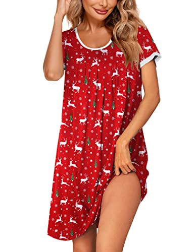 Ekouaer Womens Nightgowns Oversized Nightshirts Women Night Shirts Sleep Gowns Sleepwear Christmas S