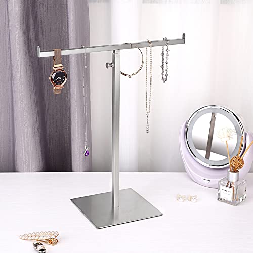 JUXYES Stainless Steel Towel Rack T-Shape Hand Towel Holder Stand, Height Adjustable Hand Towel Holder Rack for Bathroom Vanity Countertop, Brushed Finish