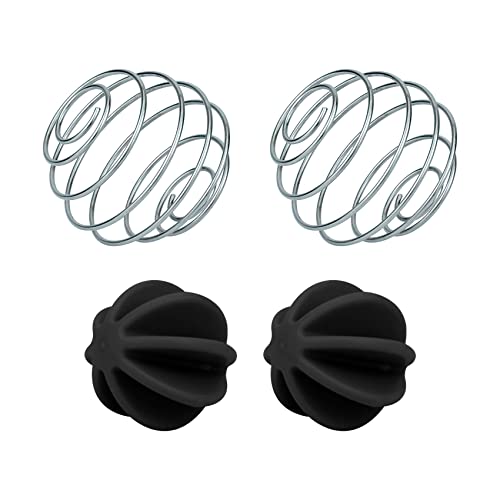 Shaker Balls Shaker Bottle Ball Replacement Milkshake Protein Powder Whisk Ball for Shaker Cup Bottle (4 Pcs Stainless Steel+ Black Plastic)