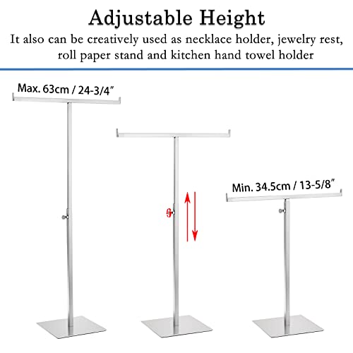 JUXYES Stainless Steel Towel Rack T-Shape Hand Towel Holder Stand, Height Adjustable Hand Towel Holder Rack for Bathroom Vanity Countertop, Brushed Finish