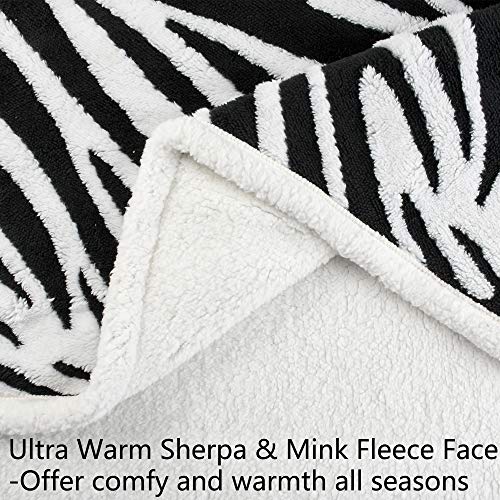 Sherpa Blanket Plush Throw Blanket Size 50" x 60" Bedding Fleece Reversible Blanket for Bed and Couch, Super Soft Comfy Warm Fuzzy TV Blanket Zebra