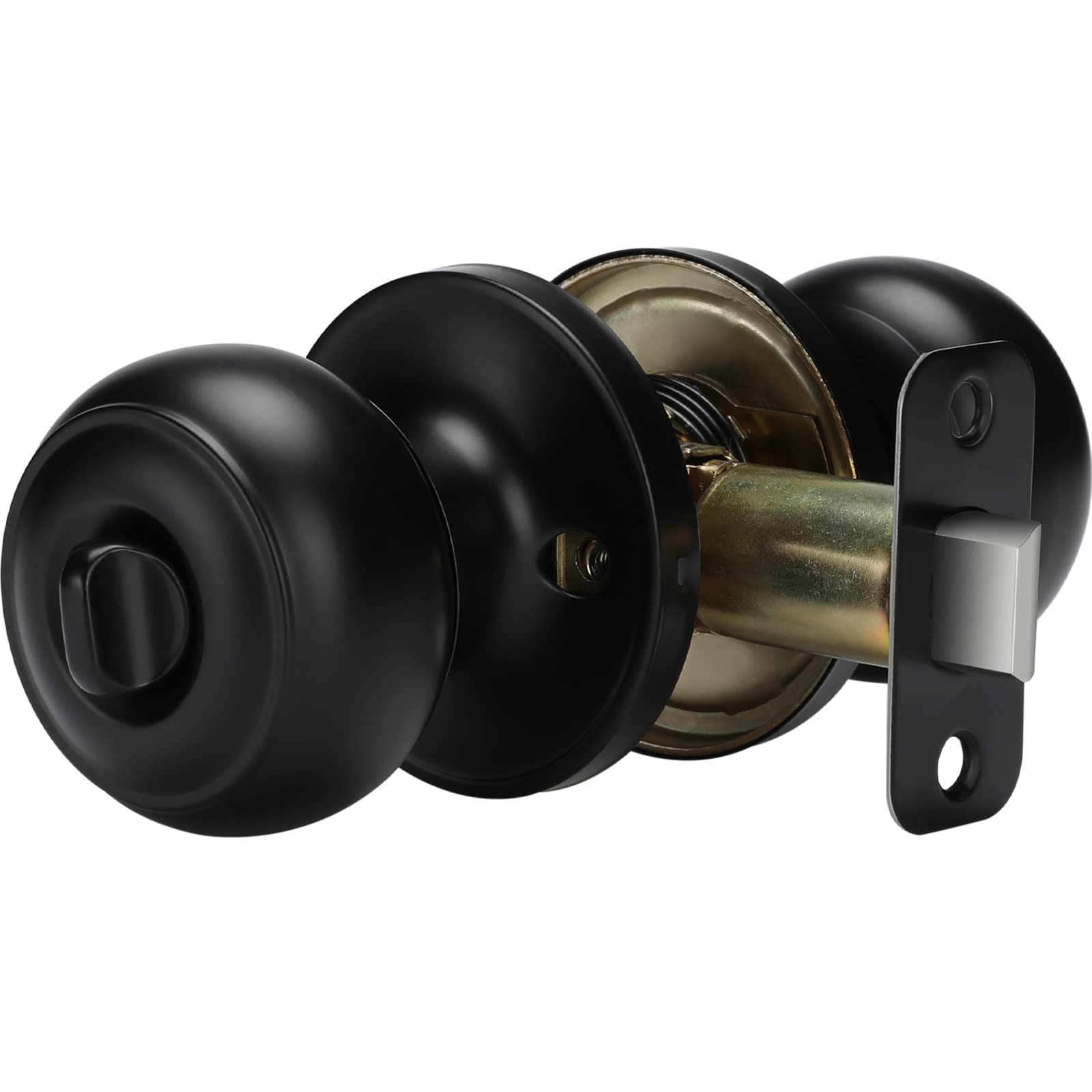 goldenwarm Black Door Knobs Interior, Matte Black Keyless Privacy Door Knob, Black Bedroom Door Knobs, Black Door Knobs Interior Bulk, Indoor Bathroom Door Knob(6 Pack, Matte Black)