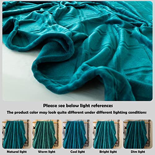 HT&PJ Throw Blanket Super Soft Cozy Lightweight Flannel Fleece Blankets for Bed, Sofa, Couch, Living Room All Seasons - Teal, 50x60in