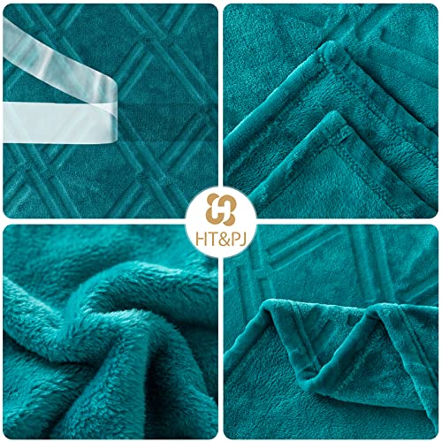 HT&PJ Throw Blanket Super Soft Cozy Lightweight Flannel Fleece Blankets for Bed, Sofa, Couch, Living Room All Seasons - Teal, 50x60in